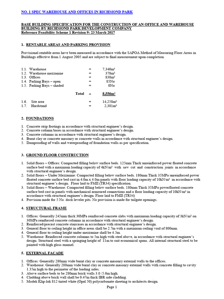 Building Spec RP Spec Warehouse | PDF