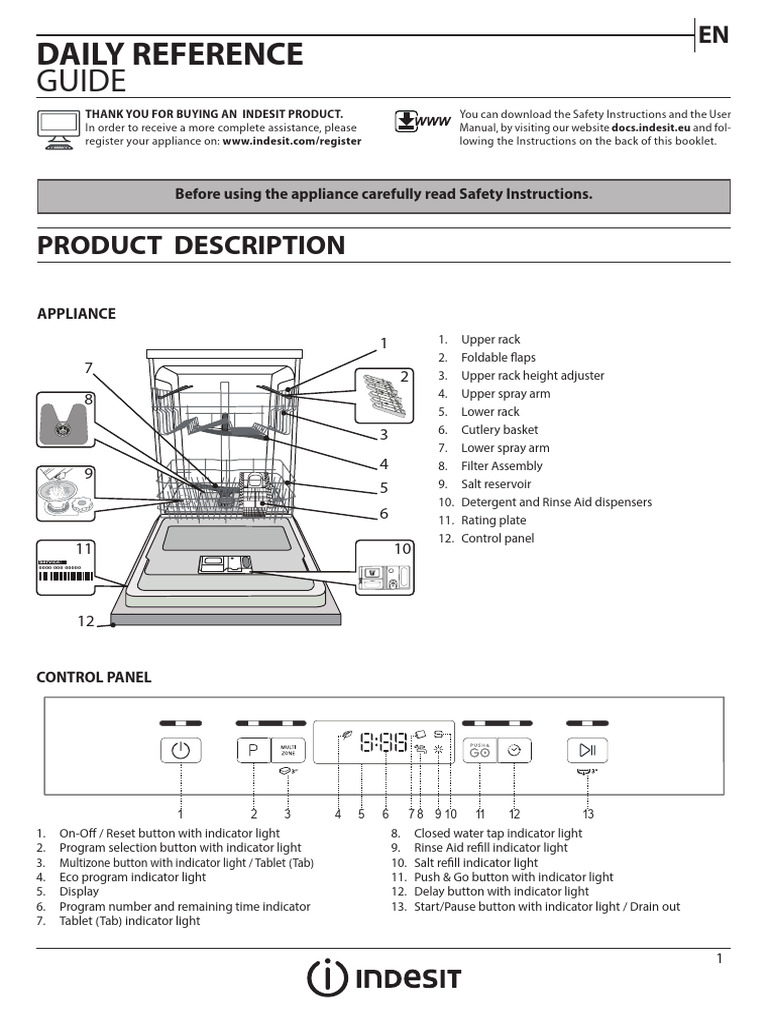 Lave Vaisselle Indesit Notice