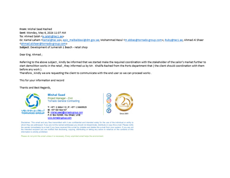 Email Regarding Retail Area | PDF