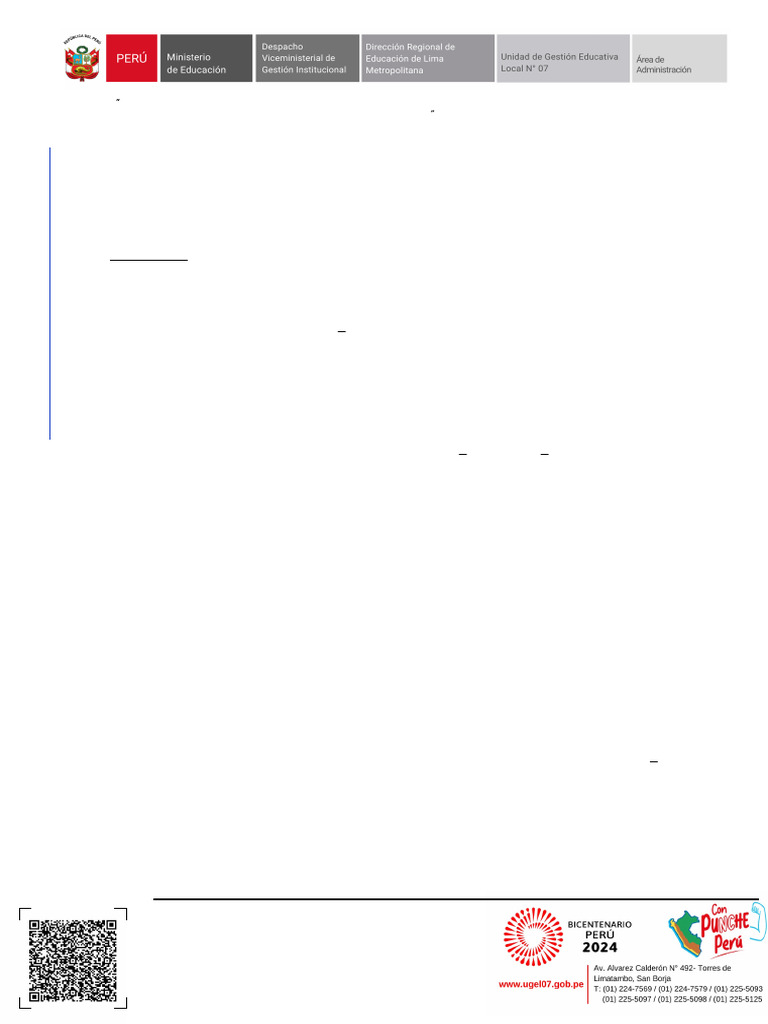 Oficio Multiple 00001 2024 Minedu Vmgi Drelm Ugel07 Dir Adm Anexos | PDF