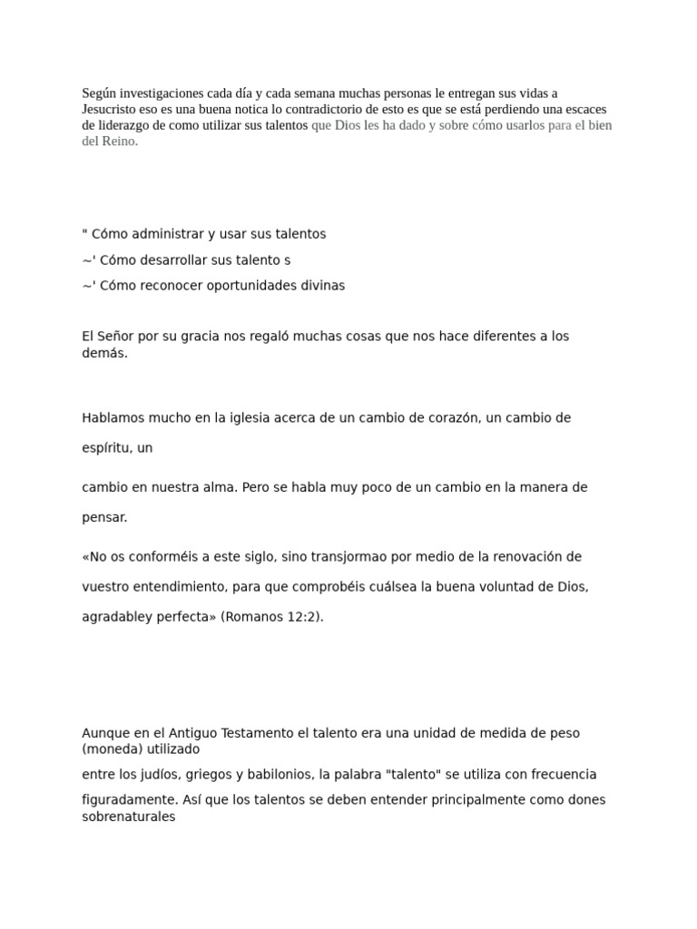 Como Desarrollar Mis Talentos | PDF