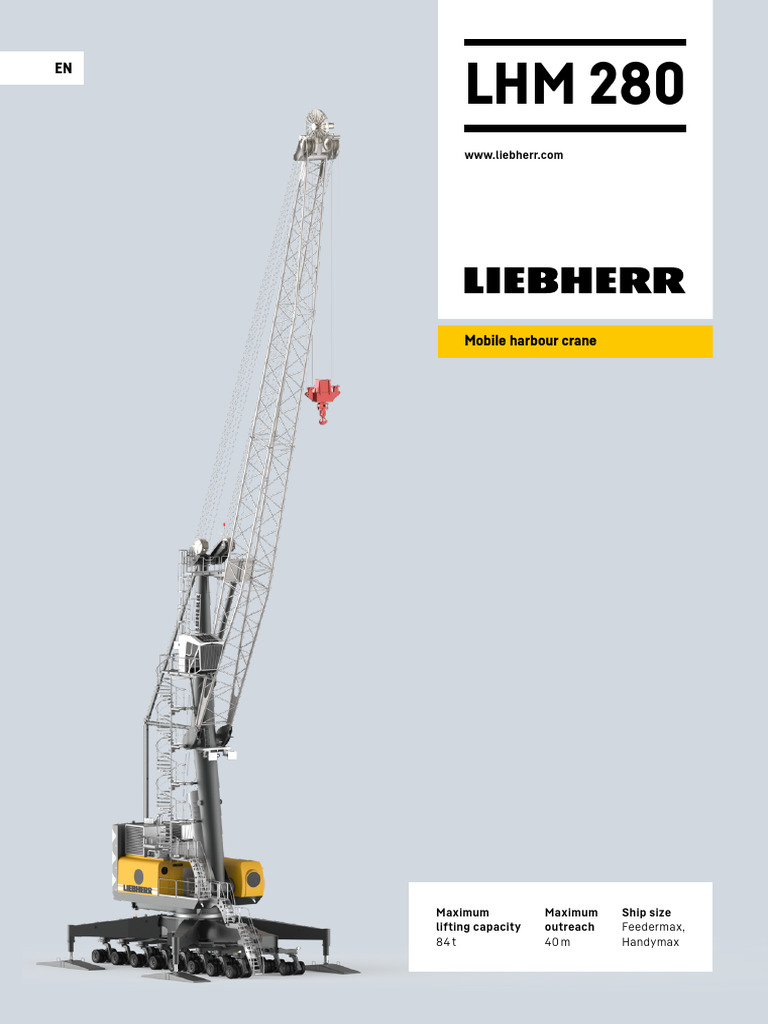 Liebherr LHM 280 Mobile Harbour Crane Datasheet English | PDF