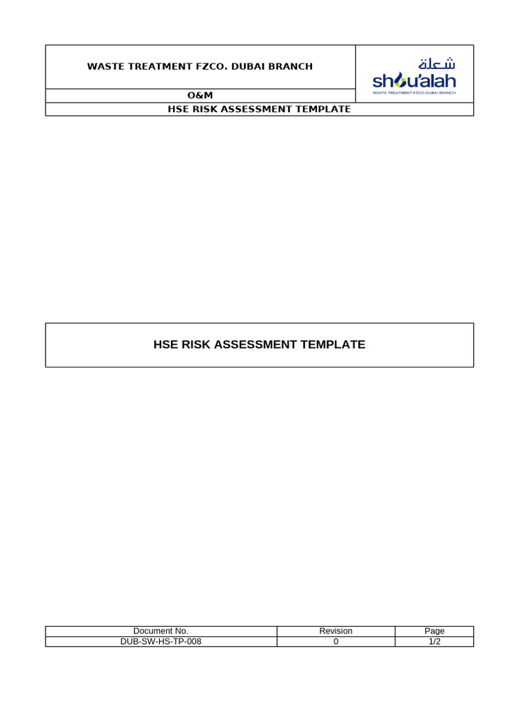 BUFFER TANK Risk Assessment Template | PDF