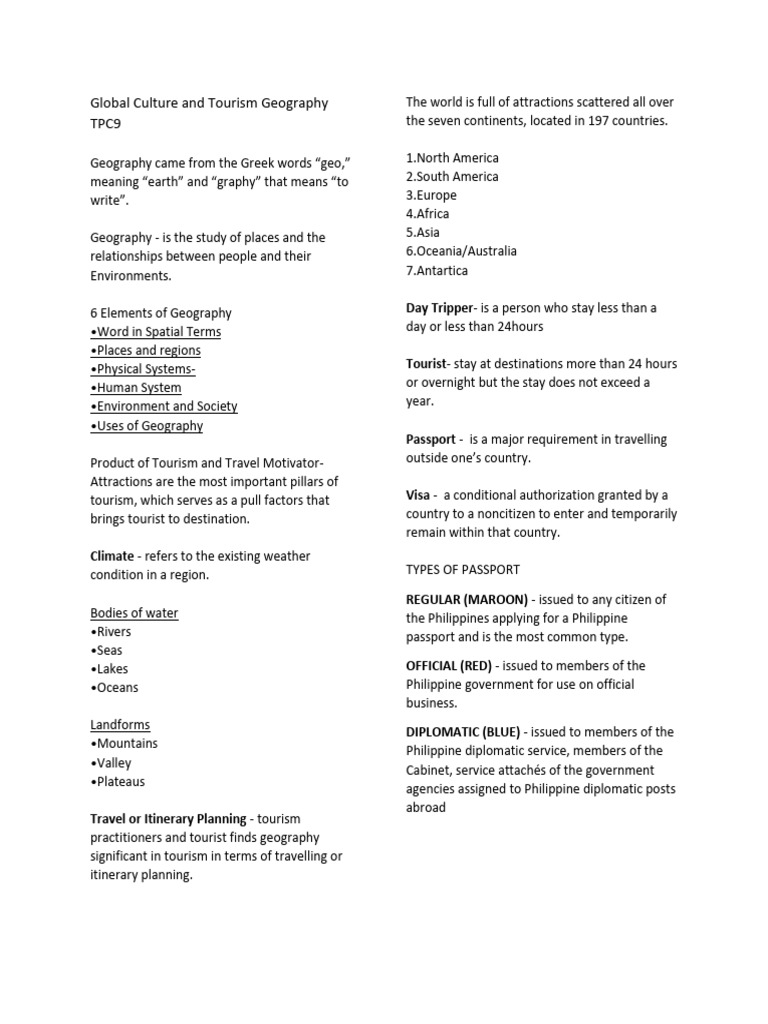 Reviewer On Global Culture and Tourism Geography TPC9 | PDF