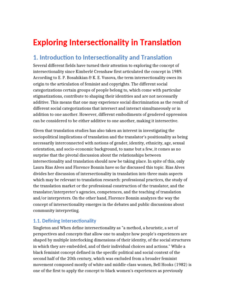 Exploring Intersectionality in Translation | PDF