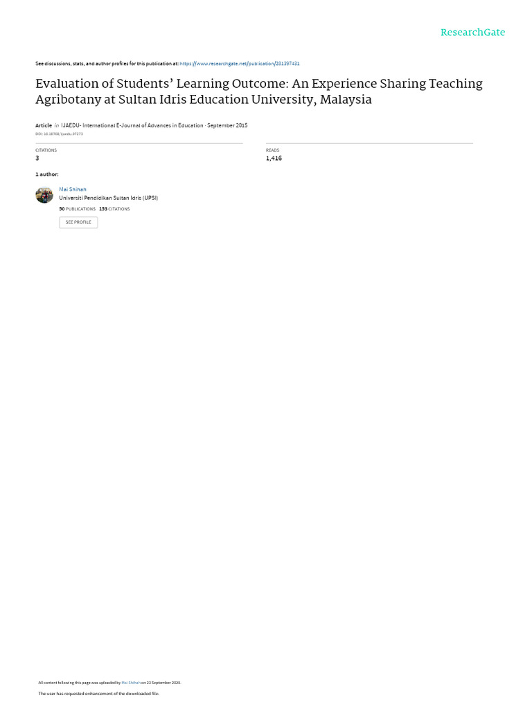 Evaluation of Students' Learning Outcome An Experience Sharing Teaching ...