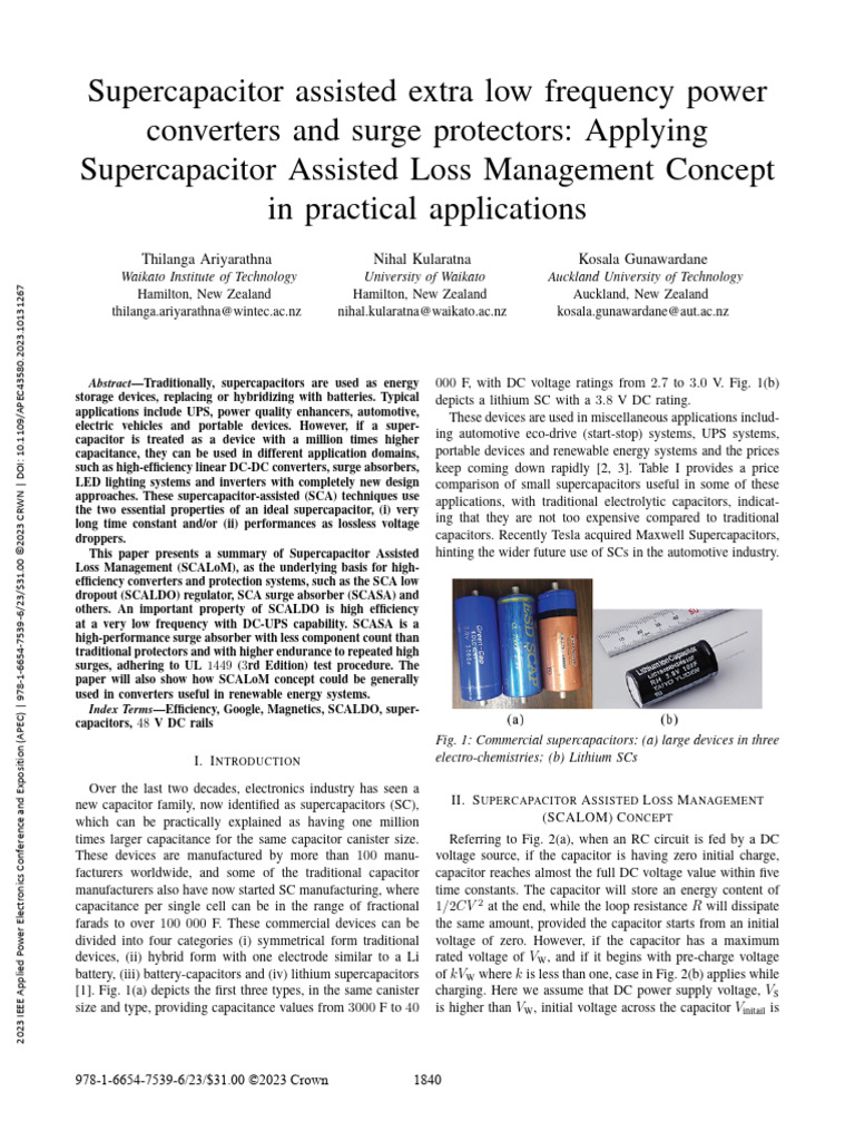 Supercapacitor Assisted Extra Low Frequency Power Converters and Surge Protectors Applying ...