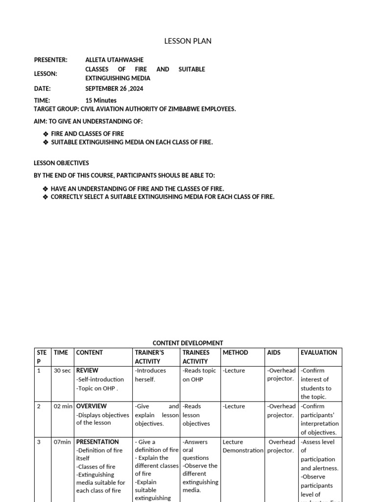 Lesson Plan Alleta Utahwashe | PDF