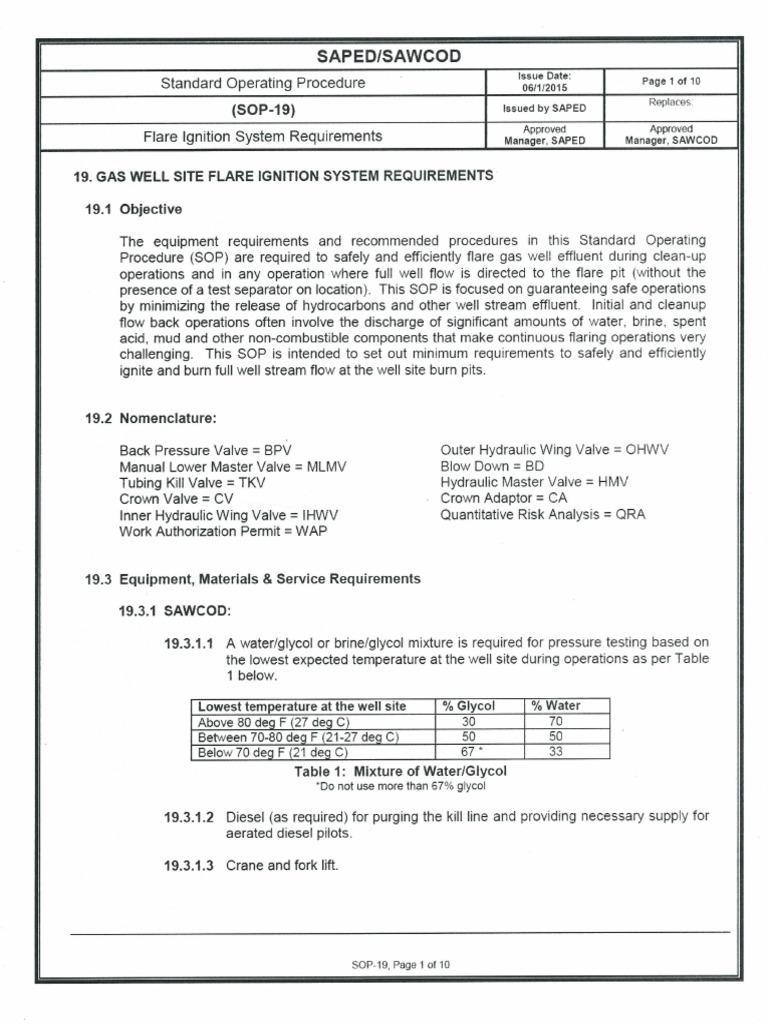 Aramco SOP 19 | PDF