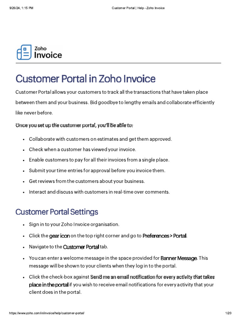 Customer Portal - Help - Zoho Invoice | PDF | Cooking, Food & Wine ...