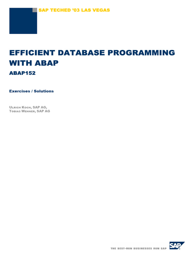 Efficient Database Programming With Abap 3 | PDF