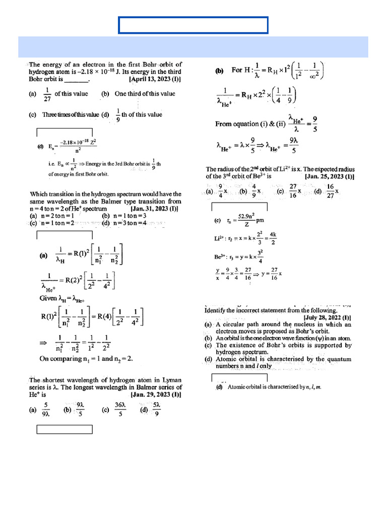 Atomic ST Beforequantum Ans | PDF