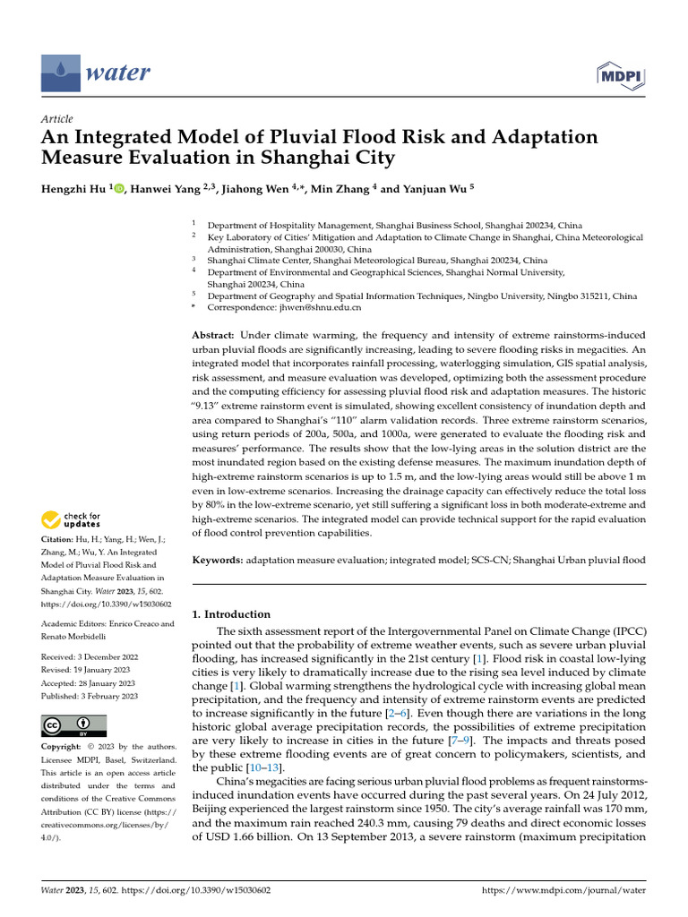 An Integrated Model Of Pluvial Flood Risk And Adaptation L101unnp Pdf