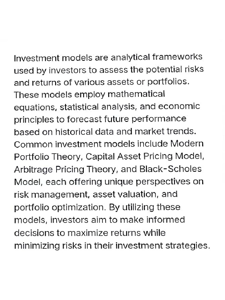 Investment Models, 2024 4-41 PM | PDF