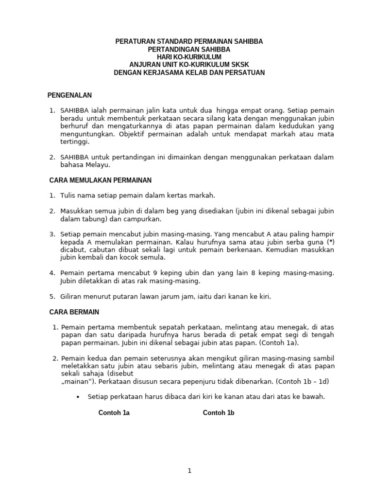 Peraturan Pertandingan Sahibba | PDF