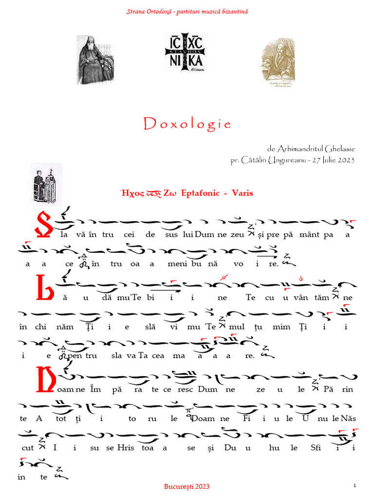 Doxologie GL 7zo Eptafonic Varis de Arhim Ghelasie @stavros | PDF