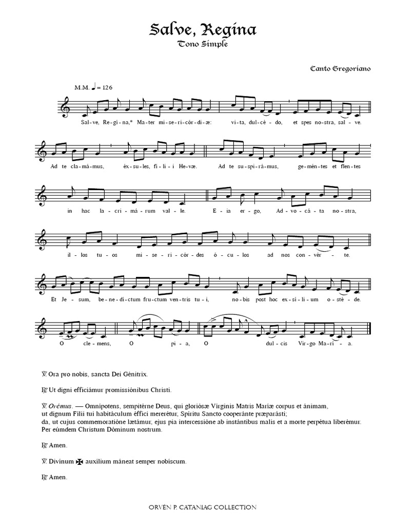 Salve Regína Canto Gregoriano Tono Simple | PDF