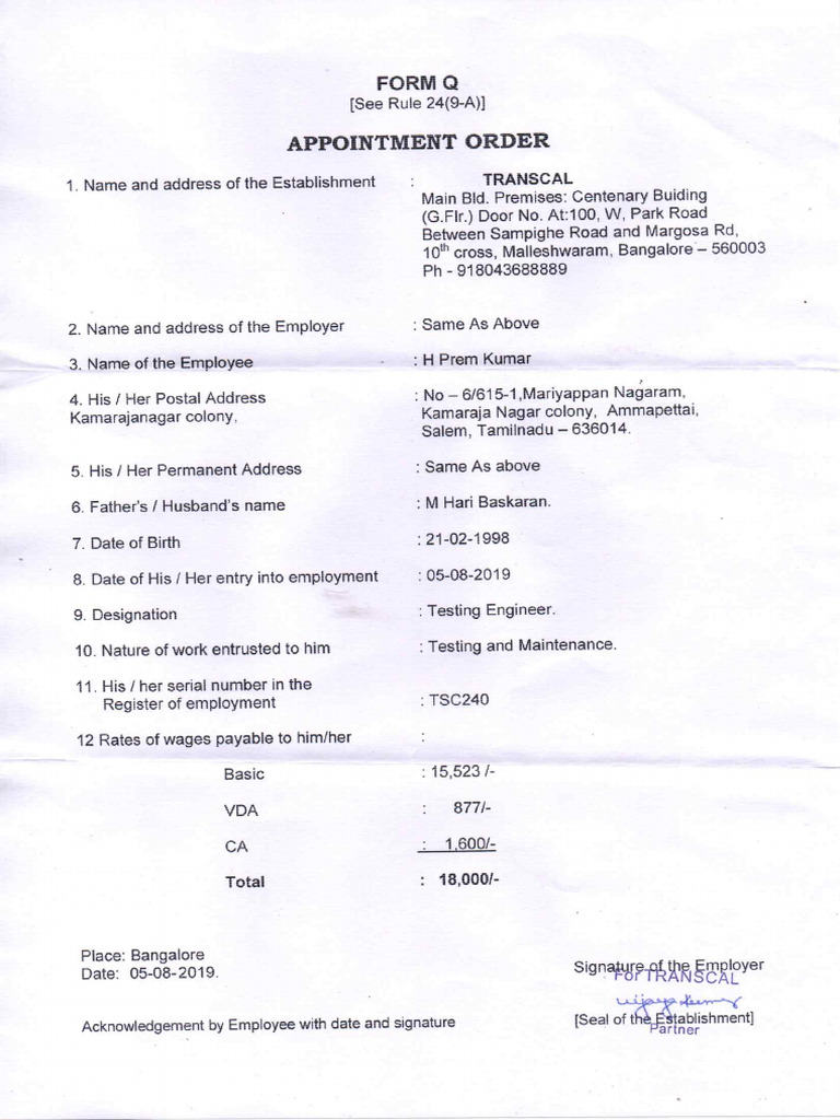 Offer Letter | PDF