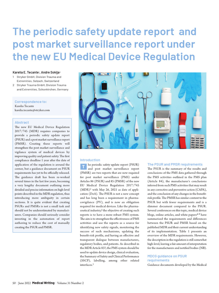 The Periodic Safety Update Report v2 | PDF | Medical Device