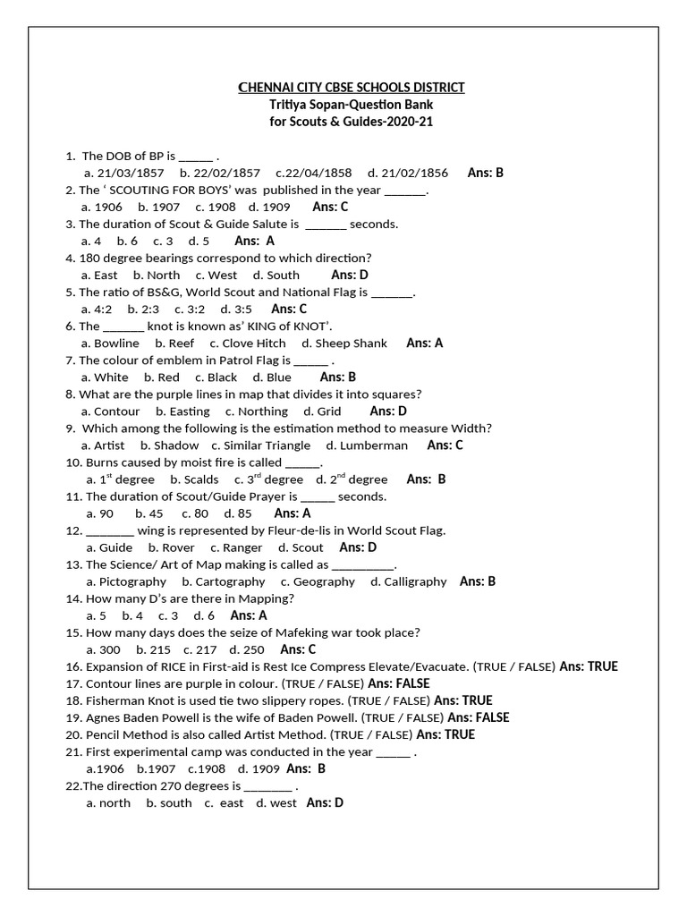 Question Bank With Answers For TS 2020-21 | PDF