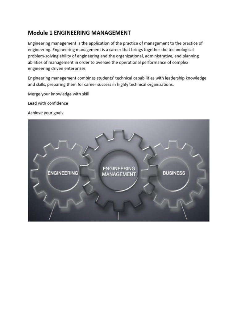 Module 1 ENGINEERING MANAGEMENT | PDF