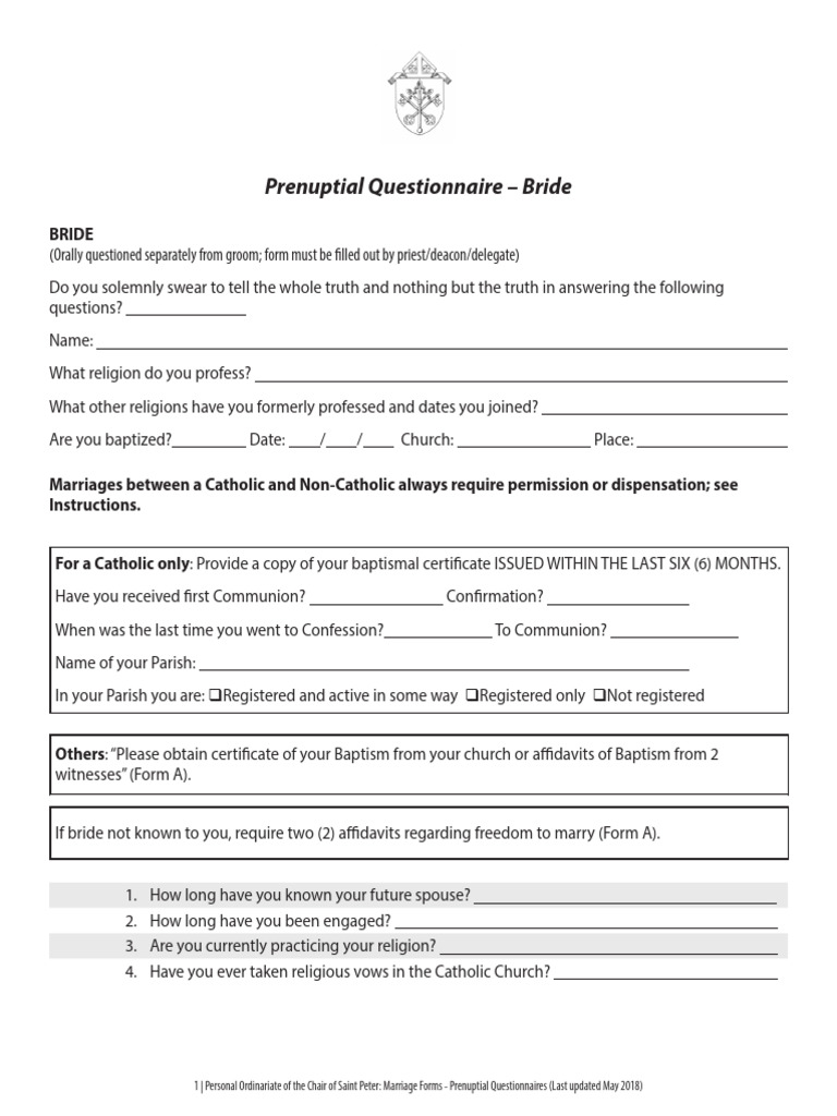 18 Prenuptial Questionnaires | PDF