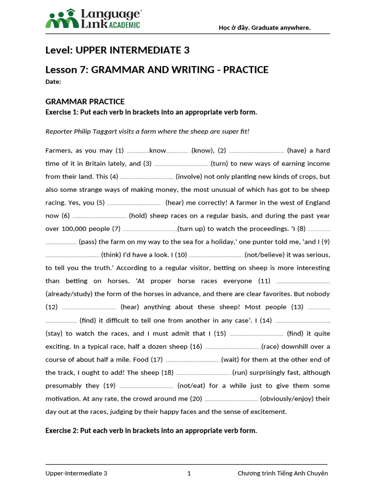 UI3 - Lesson 7 - Class Worksheet | PDF