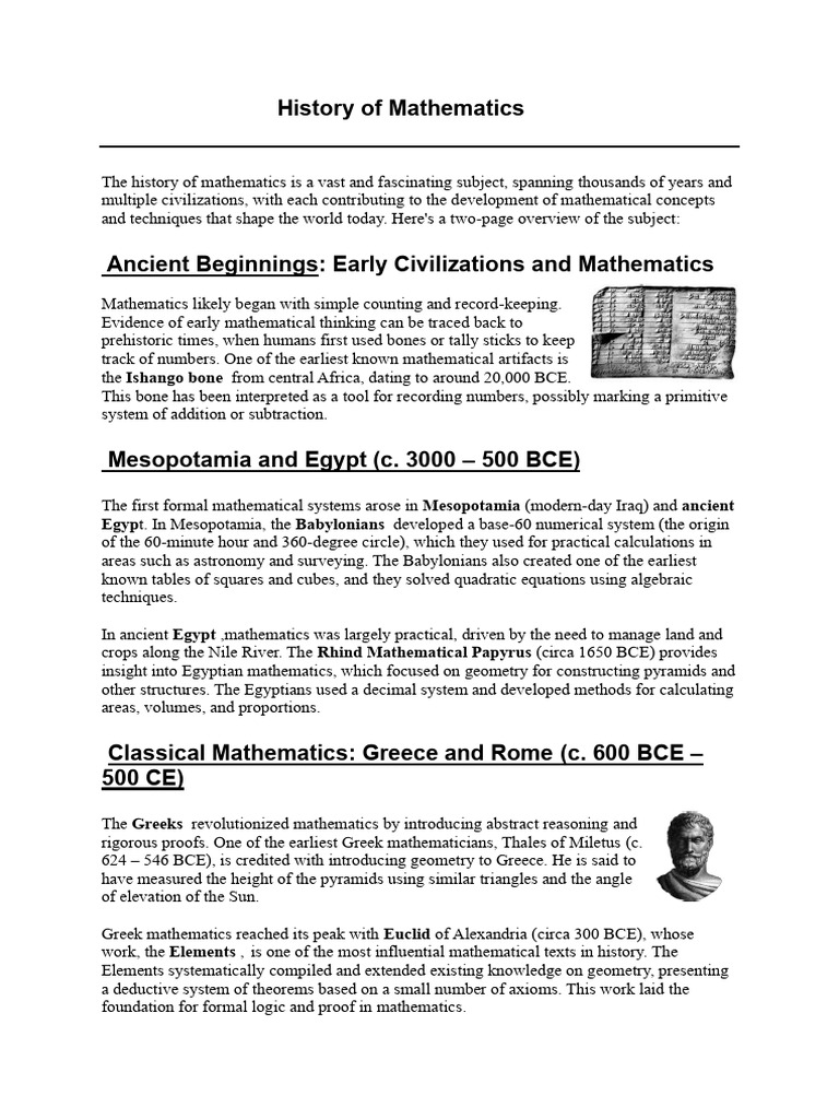 History of Mathematics With Picture Word Form | PDF