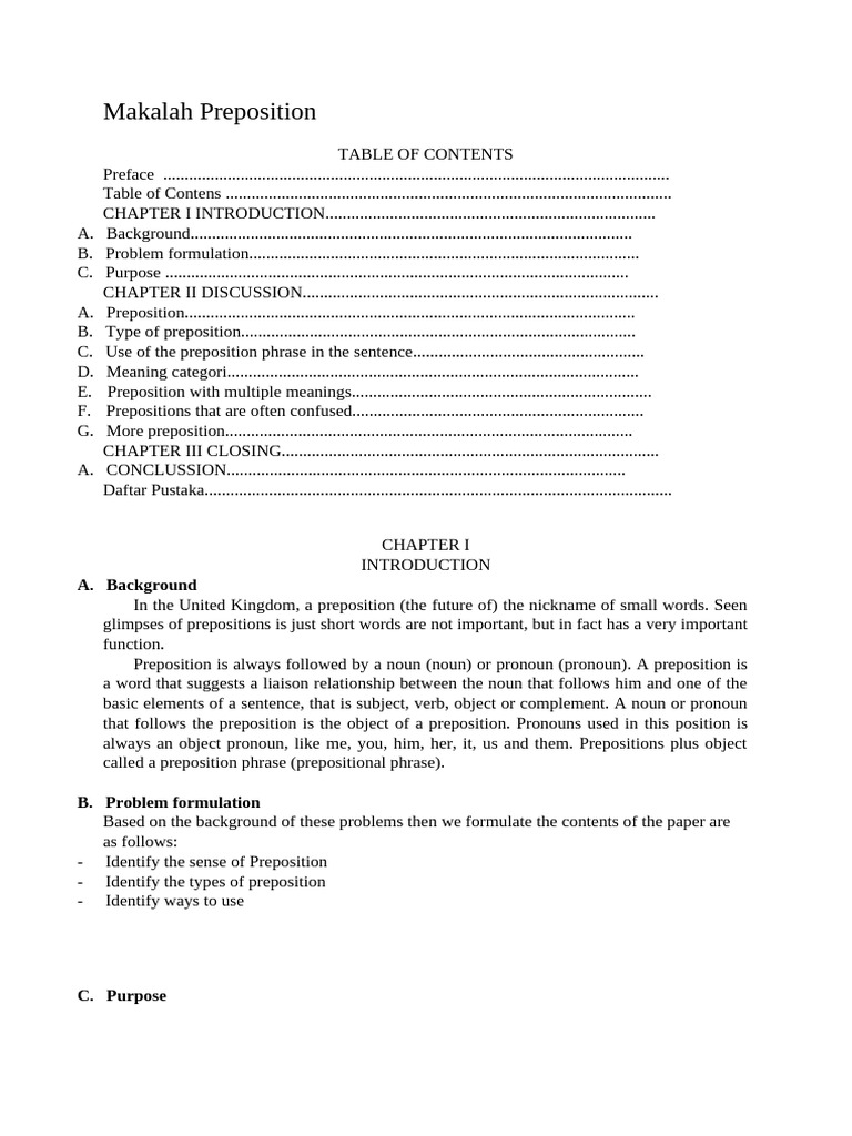 Makalah Preposition | PDF