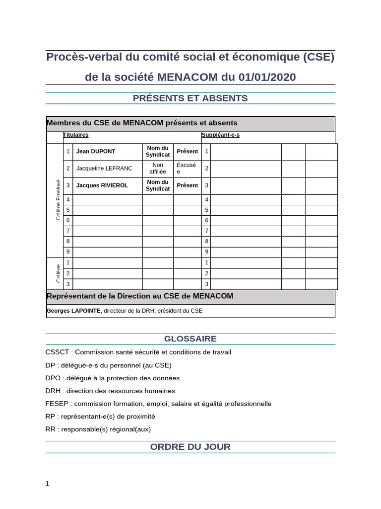 Exemple PV Cse | PDF