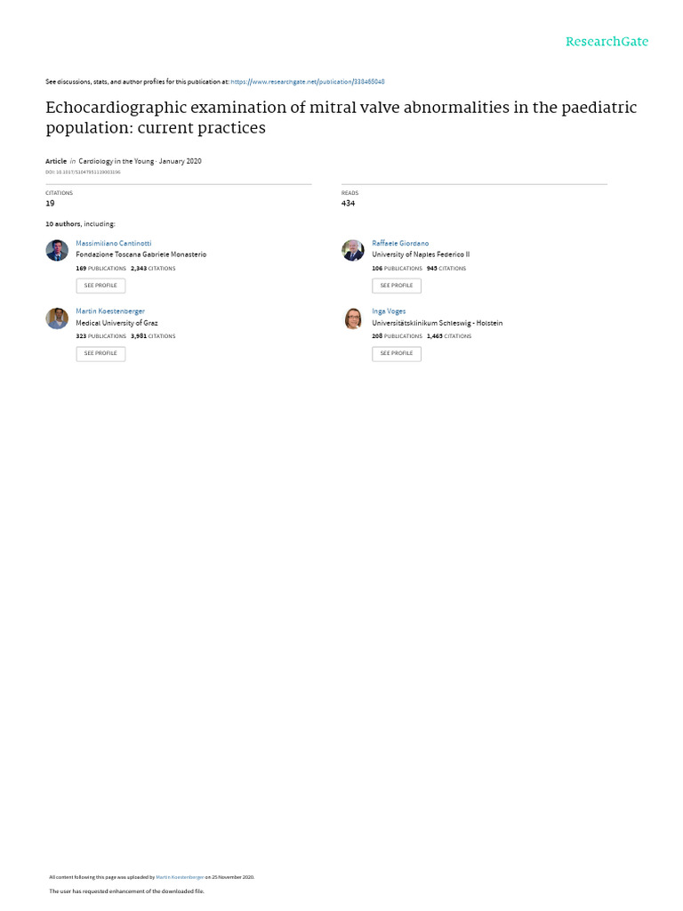 Echocardiographic Examination of Mitral Valve Abnormalities in The ...