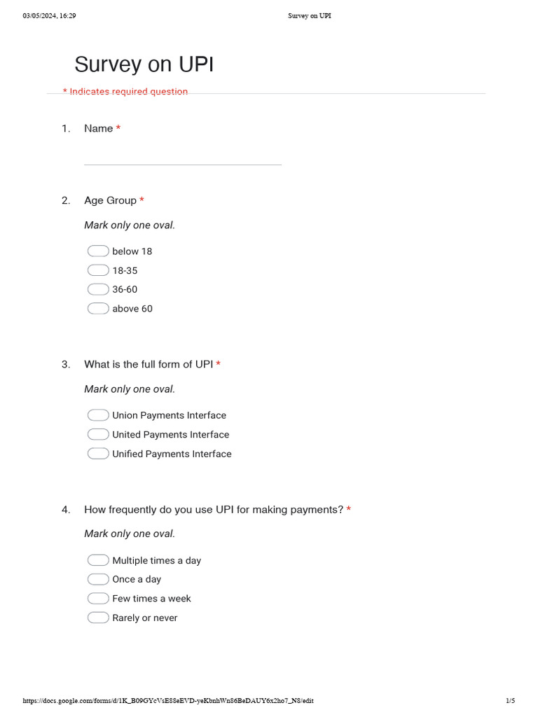 Survey On UPI - Google Forms | PDF
