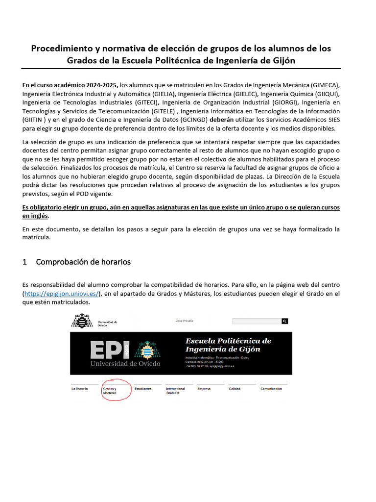 Eleccion de Grupos Nuevo Ingreso | PDF