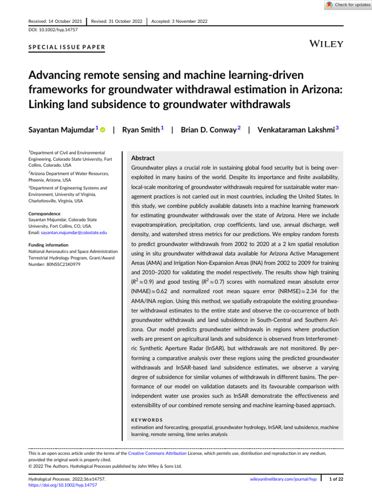 Hydrological Processes - 2022 - Majumdar - Advancing Remote Sensing and ...