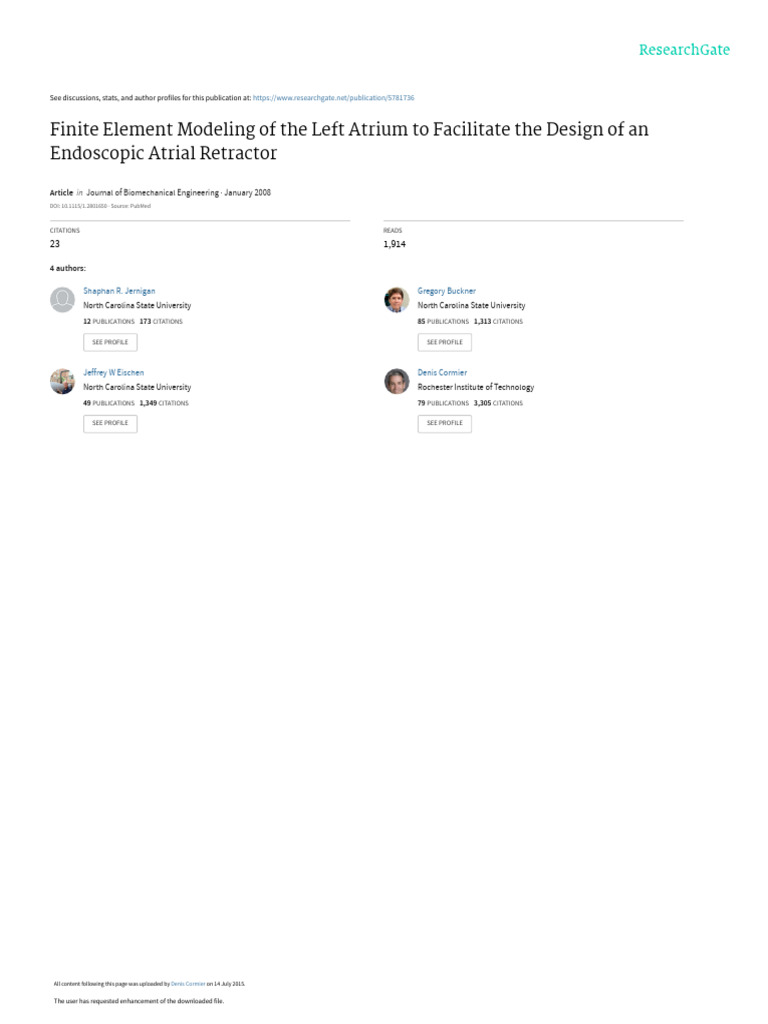 Finite Element Modeling of The Left Atrium To Facilitate The Design of ...