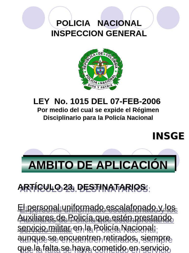 Reglamento Disciplina Ley 1015 de 2006... | PDF