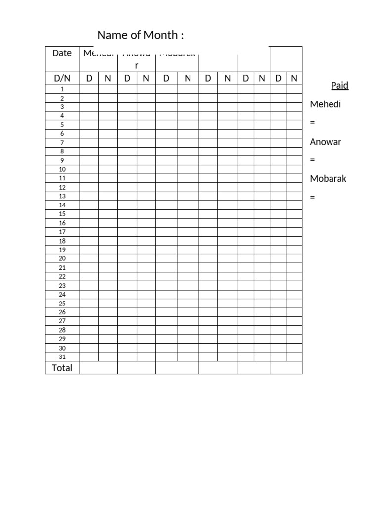 Meals Sheet | PDF