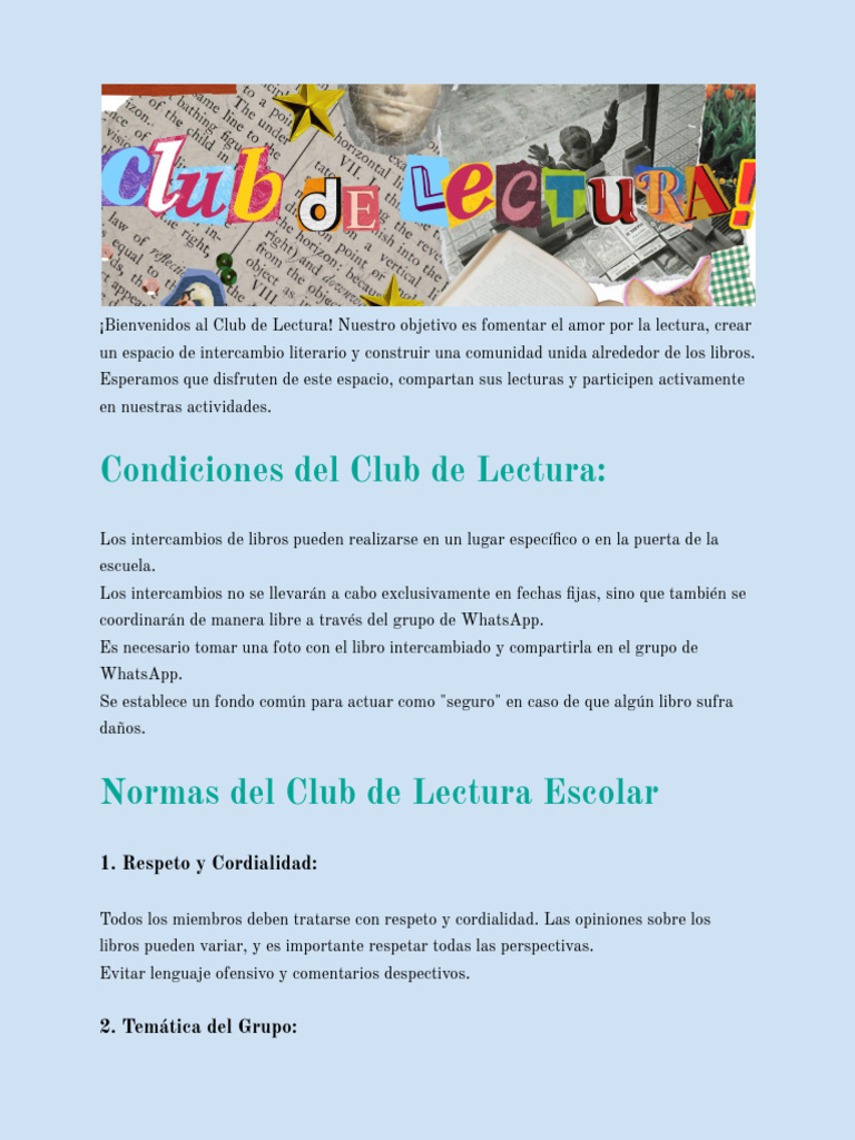 Condiciones Del Club de Lectura | PDF