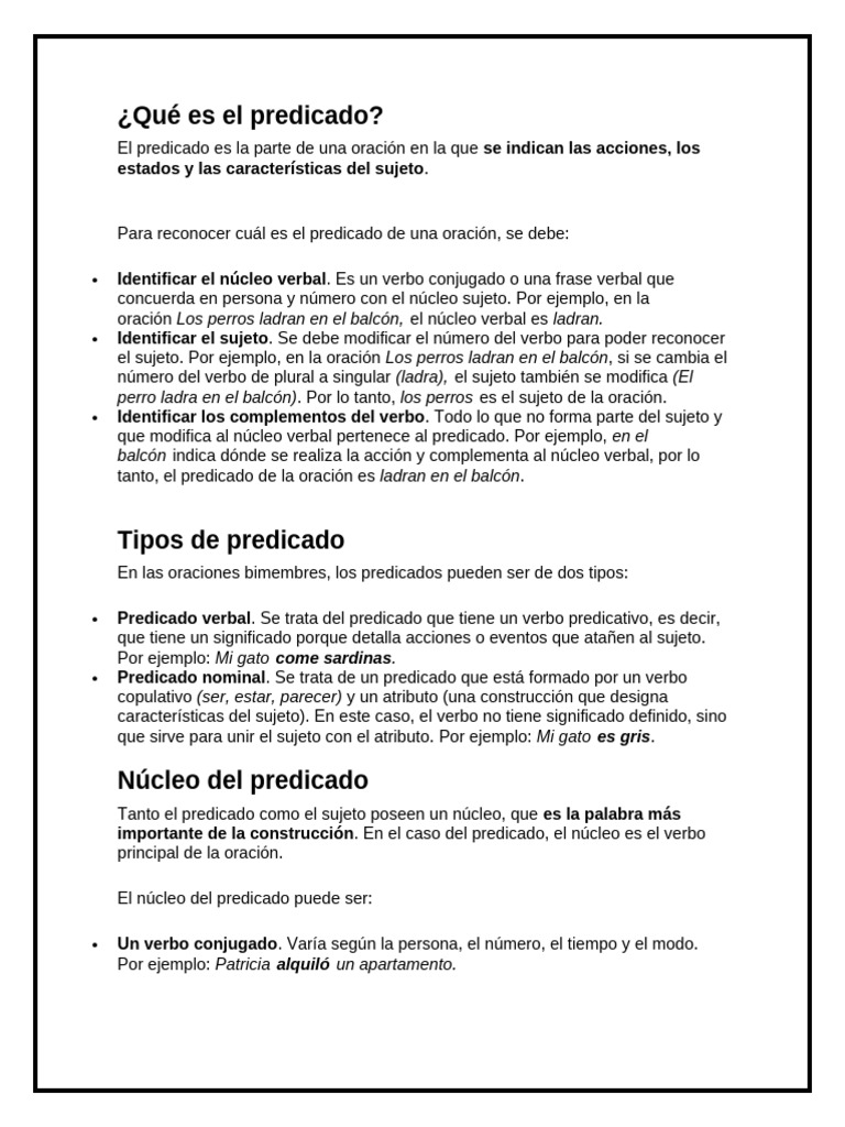 Que Es El Predicado | PDF