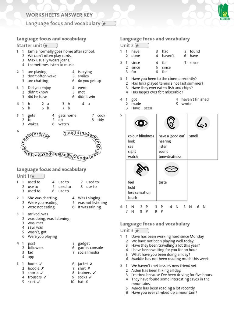 Tiếng Anh 8 Friends Plus - Extra Worksheet - Answer Key | PDF