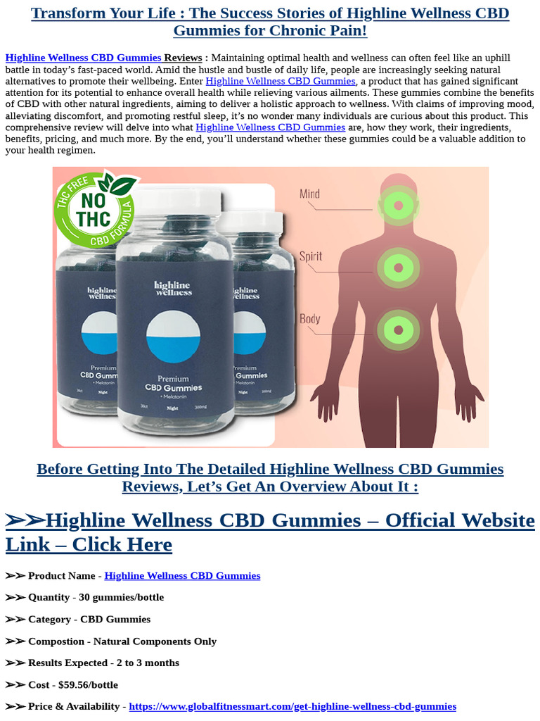 Highline Wellness CBD Gummies - Reduces Chronic Pain & Supports Healthy Inflammatory Response ...