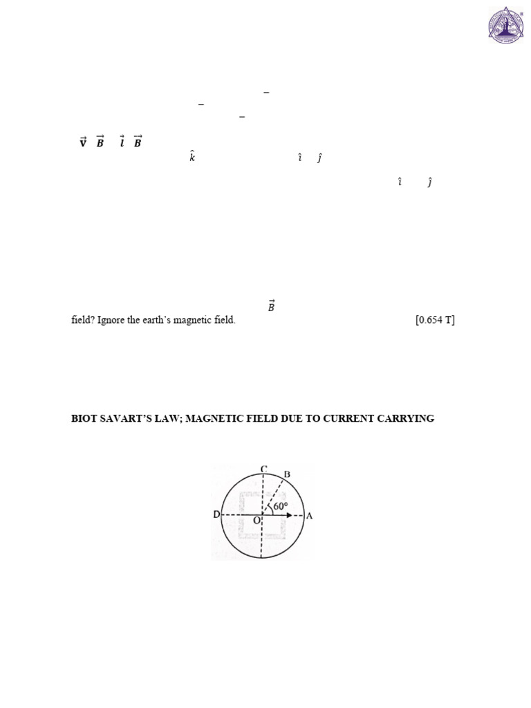 S7 Phy ch4 MovingCharges Asgmt HW | PDF | Magnetic Field | Physics
