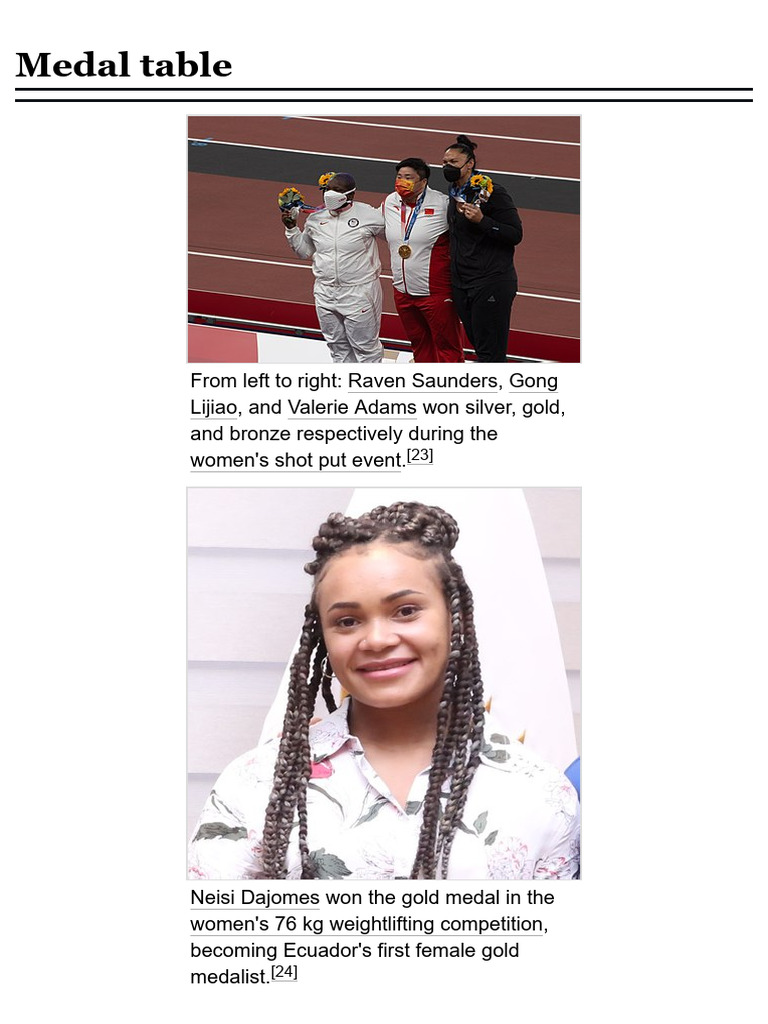 2020 Summer Olympics Medal Table - Wikipedia 5 | PDF