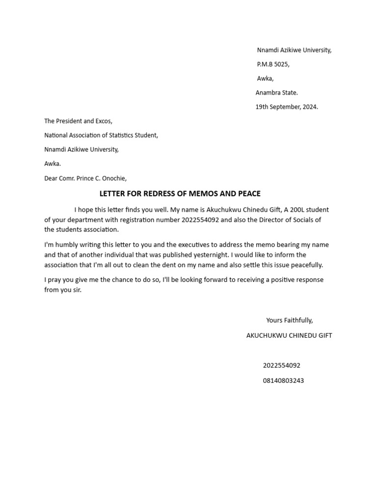 Letter of Redress_richgift | PDF