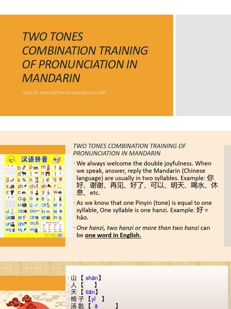 TWO TONES COMBINATION TRAINING OF PRONUNCIATION IN MANDARIN | PDF