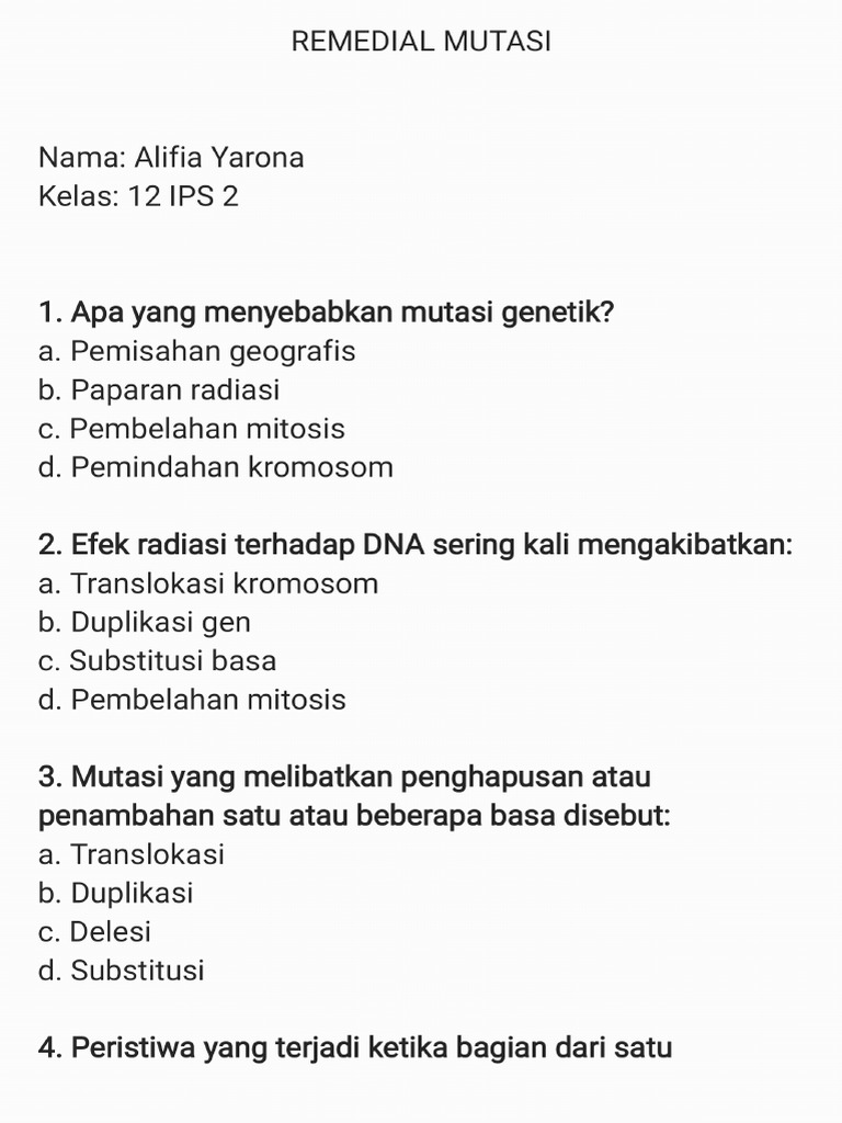 Soal Mutasi | PDF