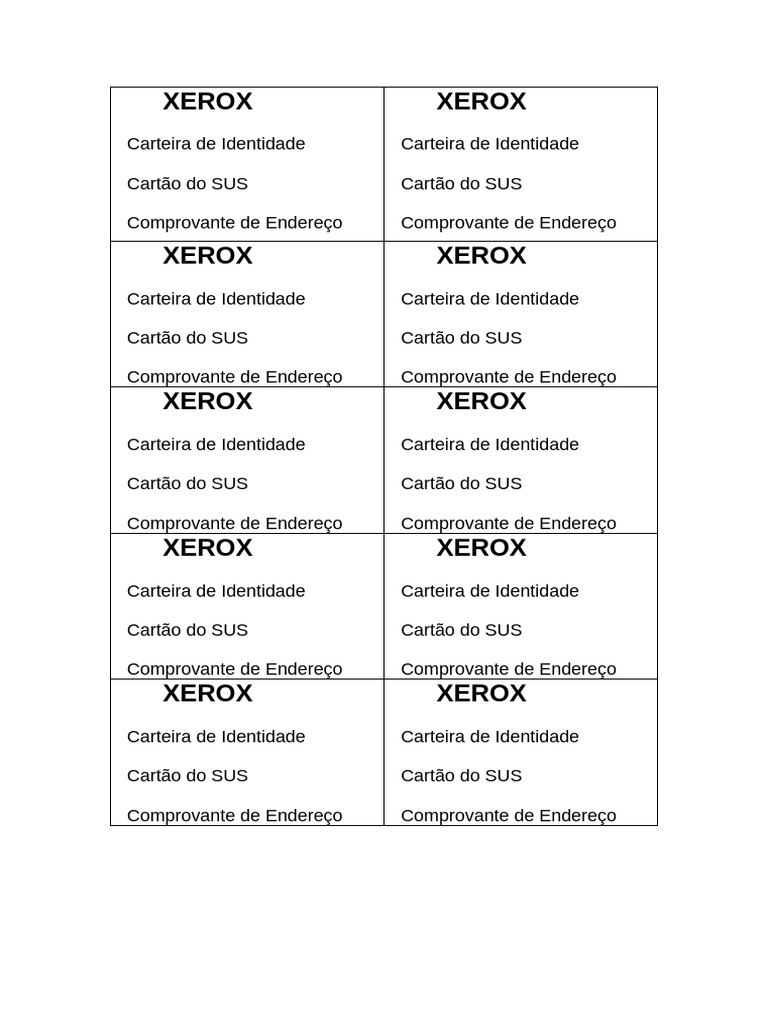 Xerox Documentos | PDF