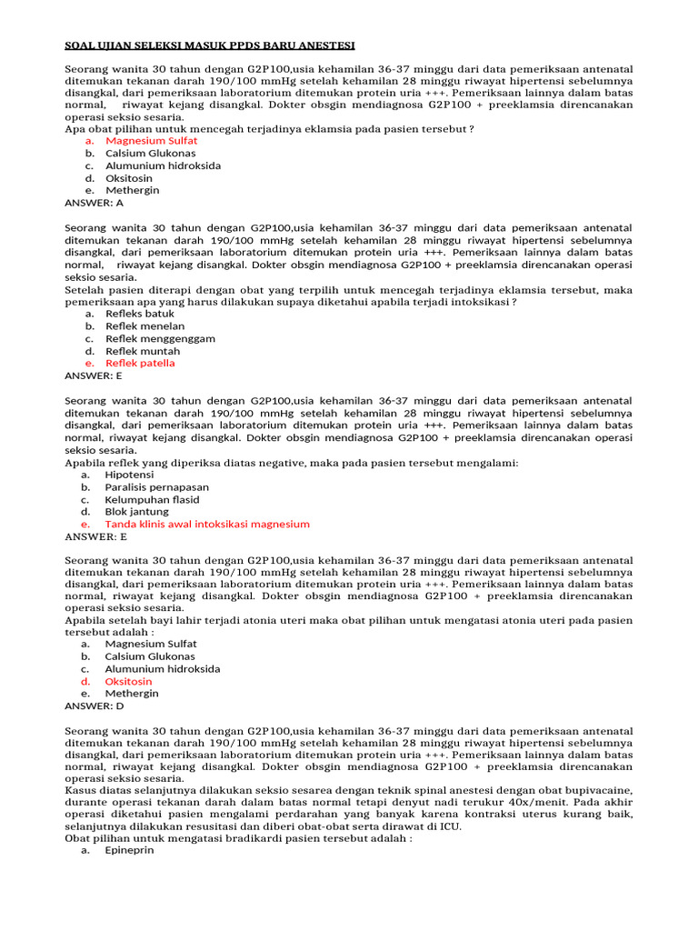 Soal Ujian Seleksi Masuk PPDS Baru (2771) | PDF