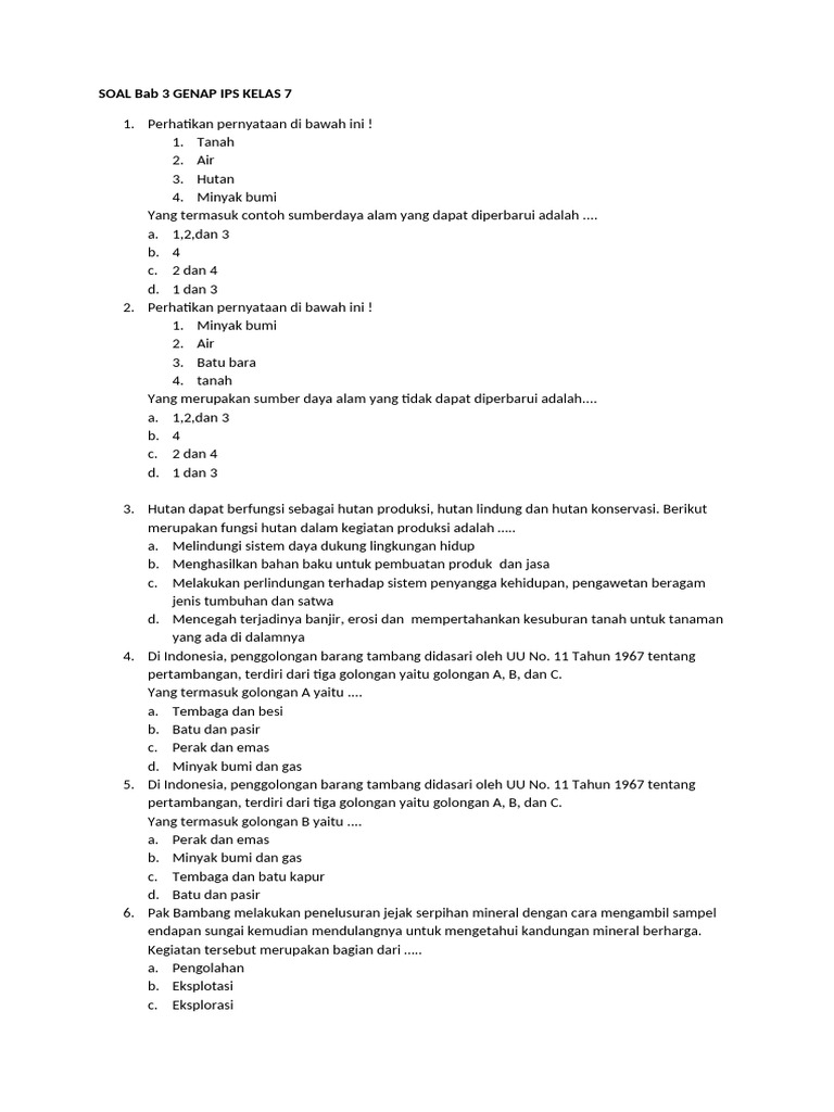 SOAL Bab 3 IPS KELAS 7 Siswa | PDF | Ilmu Sosial