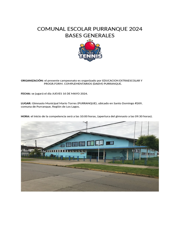Bases Comunal Escolar TDM 2024 | PDF